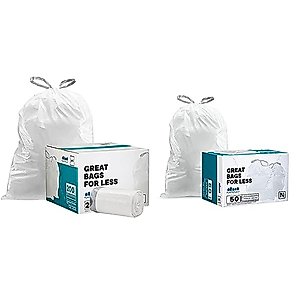 Plasticplace simplehuman H Compatible Garbage Bags, 8-9 Gal, 30-35L, 200 Count & simplehuman N Compatible Garbage Bags, 12-13 Gal, 45-50L, 50 Count