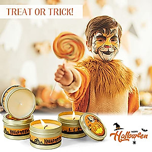 Scented Candles, Halloween Decorations, Halloween Candles for Home Scented, Pumpkin Candle Set, Soy Wax Candles Gift Set for Halloween Night Party (4 x 2.5 oz) Valentines Day Gifts for Her