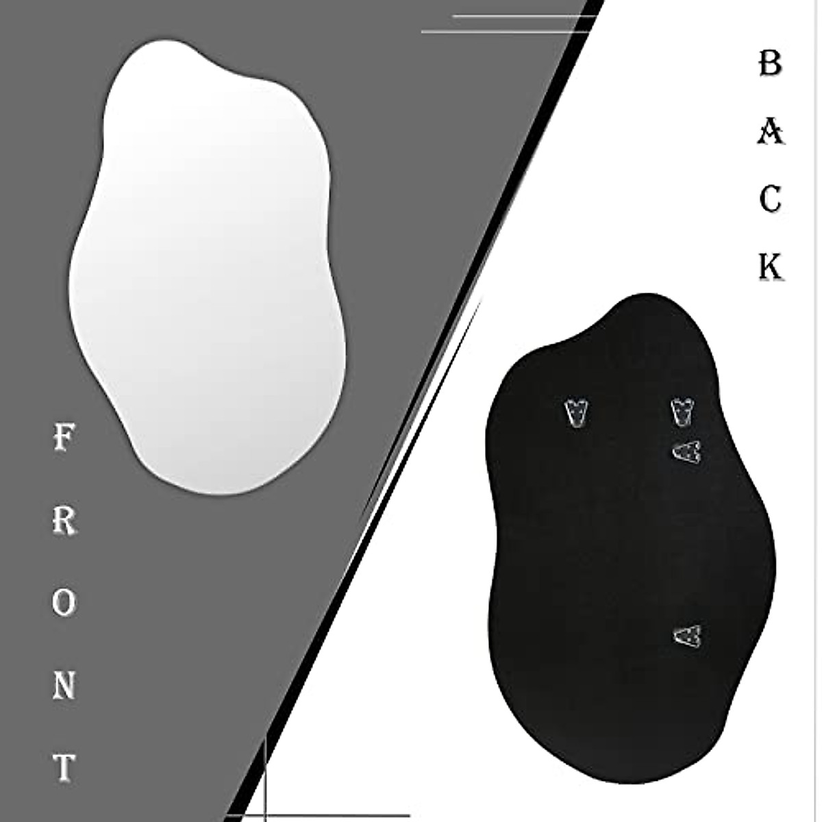 QDSSDECO Asymmetrical Wall Mounted Mirror, Wavy Mirror, Irregular Shaped for Living Room, Bedroom, Entryway, 19.7" x33.5"