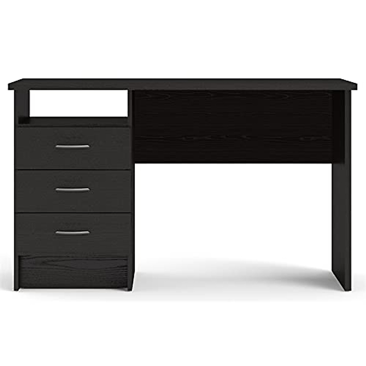 Pemberly Row Desk with 3 Drawers in Black Woodgrain