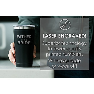 Sodilly Insulated Coffee Tumbler- Father's Day Gift- Engagement Announcement Accessory- Father of the Bride Tumbler Gifts- Special Father of the Bride- 16oz Black Insulated Coffee Tumbler
