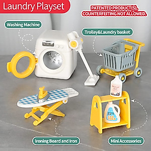 TAKIHON Dollhouse Furniture Set,Dollhouse Bathroom/Kitchen/Fridge/Washing Machine Laundry Set for Kids,Doll House Miniature Accessories,Educational Pretend Play Toys for Toddler,Boys,Girls