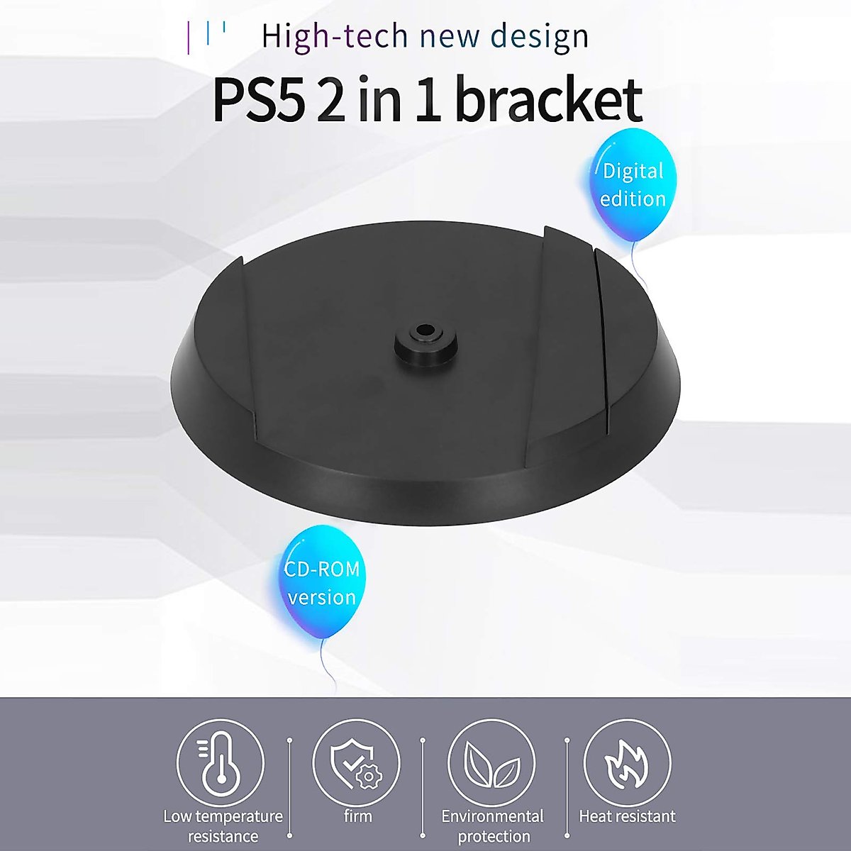 Game Console Holder, Storage Accessory 2 in 1 PS5 Base for CD‑ROM Version and Digital Version