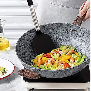 Silicone Spatula Heat Resistant Silicone Handle 2-Piece Set Black Slotted Turner Flexible Silicone Spatula Nonstick Turner Set for Fried Egg, Barbecue, Hamburg