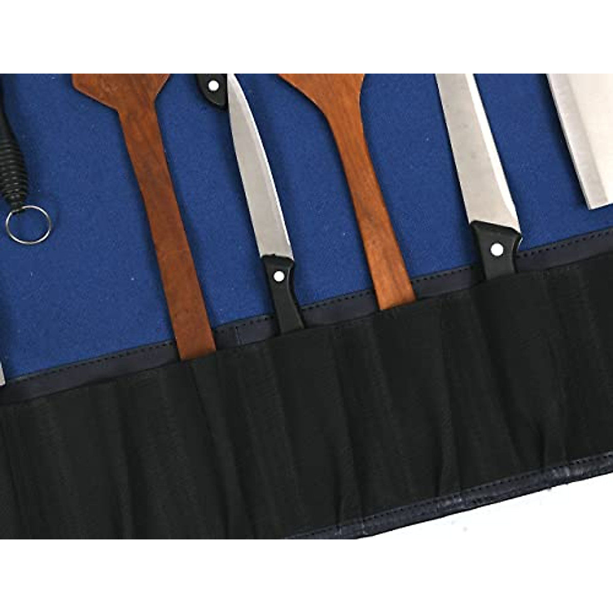 Leather Knife Roll Storage Bag, Elastic and Expandable 10 Pockets, Adjustable/Detachable Shoulder Strap, Travel-Friendly Chef Knife Case (Detroit, Canvas)