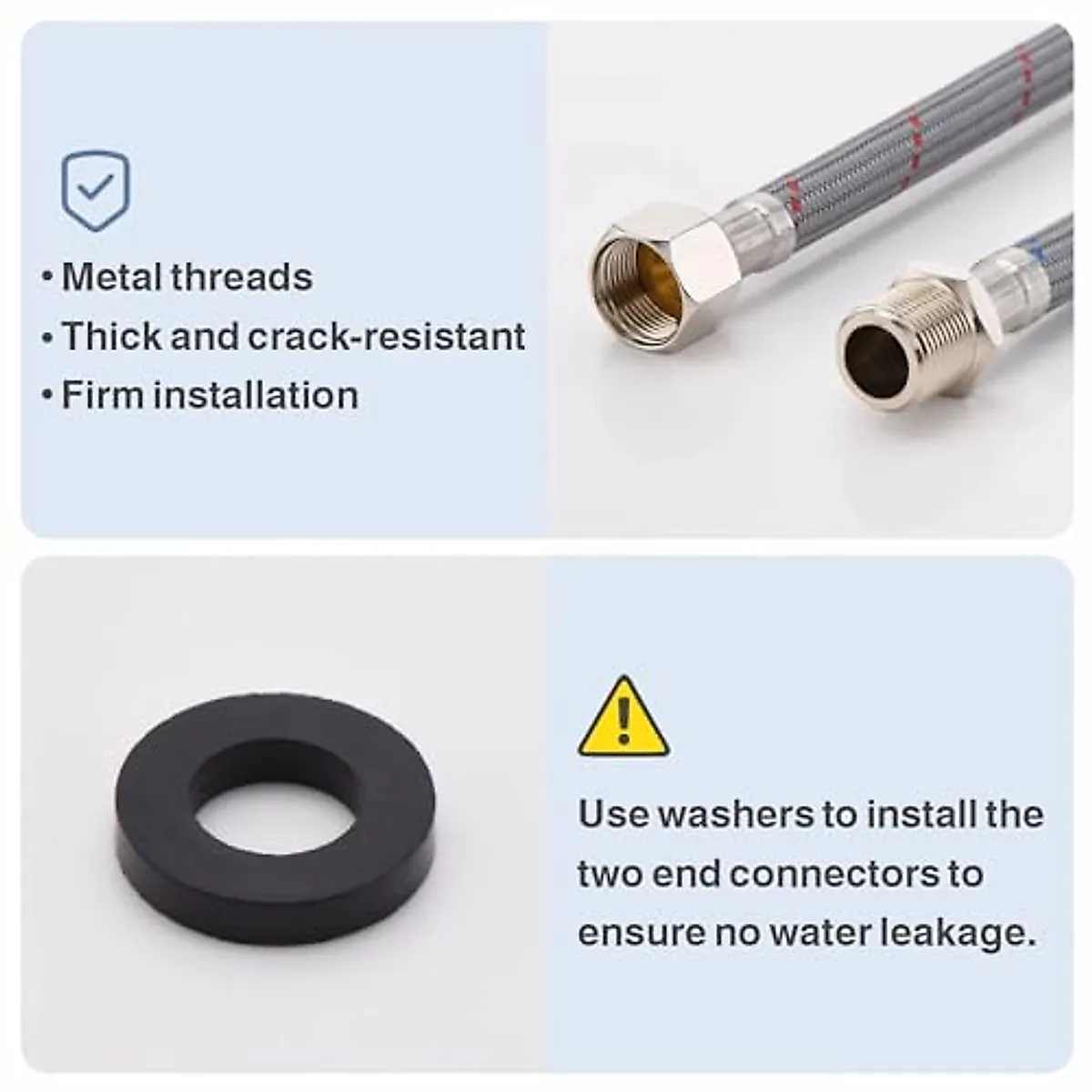 RULIA Faucet Supply Hose Connector, 11.8" Length x 9/16 Female x 9/16 Male Faucet Extension Hose, Nylon Braided Supply Line, 2-Pack, RB2030