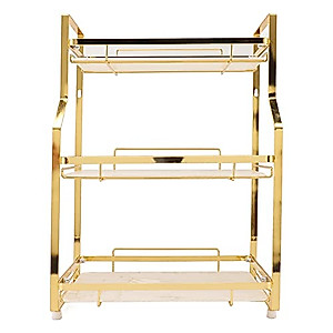 Bathroom Standing Rack, Corner Bathroom Shelf Strong Load Bearing Capacity Stable White and Gold for Kitchen(3 Tier)