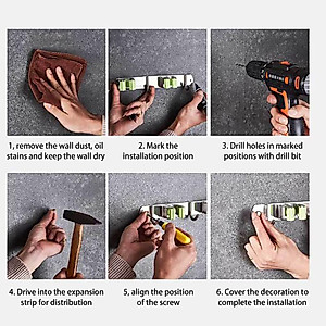 Ikasus Heavy Duty 5PCS Broom and Mop Holder, Orange, Stainless Steel