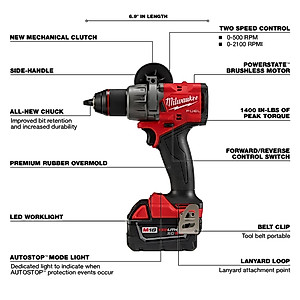 Milwaukee Electric Tool M18 Fuel 1/2"" Drill Driver Kit