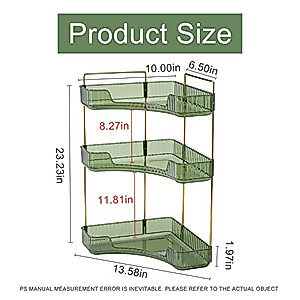 Corner Bathroom Countertop Organizer, Vanity Trays for Bathroom Counter, Makeup Organizer, Perfume Tray, Kitchen Spice Rack, Fits 90 Corner(Green, 3 Tiers)