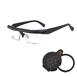 EKSED Adjustable Glasses Dial Vision Dial Adjustable Glasses Variable Focus Adjustable Focus Glasses With Folding Magnifying Glass For Reading Distance Vision Unisex Myopia Glasses for Seniors