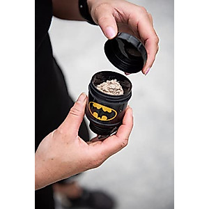Smartshake Justice League Whey2Go Batman Protein Powder Storage Container 50g – BPA Free Shaker Bottle Funnel for Whey Protein Powder + Protein Shakes 110ml, DC Comics Batman Gifts for Men