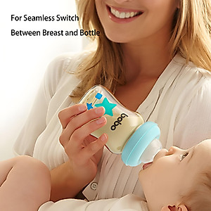 YOHKOH PPSU Baby Bottle Wide Neck, Newborn Anti-Colic Baby Bottle with Natural Response Nipple, Streamlined Body, Easy to Clean (5.4oz (Pack of 4), Blue)