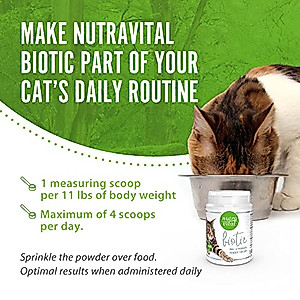 NutraVital - Biotic for Cats, Cat Probiotic and Prebiotic Supplement, Cat Essentials for Indoor Cats & Outdoor, Cat Supplements for Digestive & Immune System Support, Cat Probiotic Powder, 40 g