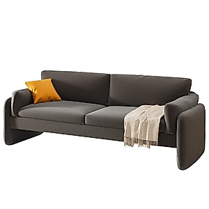 VanAcc Couch, Modern Sofa- Comfy Sofa Couches with Embedded Armrest, 3-Seater Couch for Living Room, Grey Bouclé