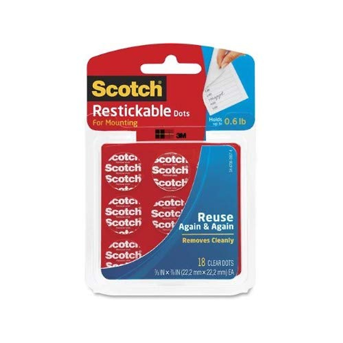 Scotch Restickable Dots, Clear, 7/8-in x 7/8-in, 18-Dots (R105)