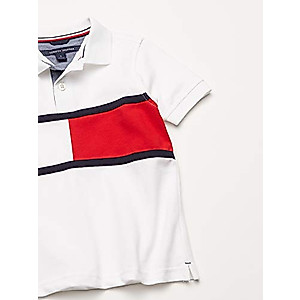 Tommy Hilfiger Boys' Short Sleeve Fashion Polo Shirt, Gary White, 8-10