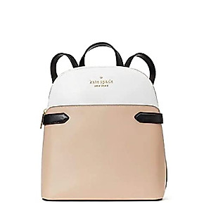 Kate Spade New York Staci Dome Leather Medium Backpack Warm Beige Black