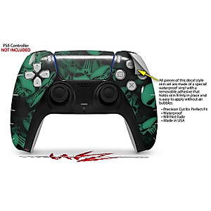 WraptorSkinz Skin Wrap compatible with Sony PS5 DualSense Controller Skulls Confetti Seafoam Green (CONTROLLER NOT INCLUDED)