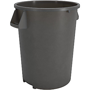 SPARTA Bronco Trash Can, Round Waste Container (Lids Sold Separately), Polyethylene, 20 Gallons, Gray, (Pack of 6)