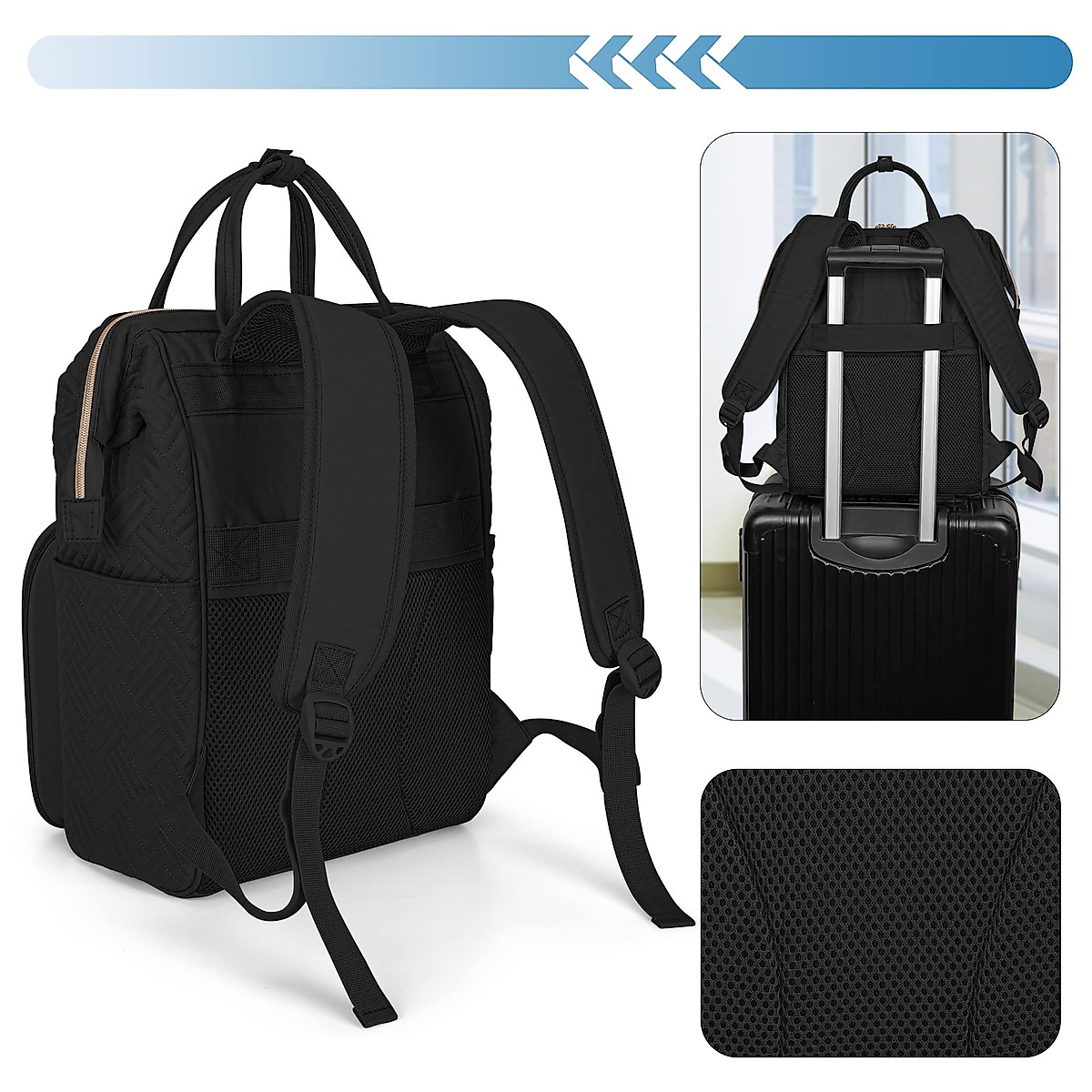 Fasrom Nurse Backpack for Work Women, Nursing Tote Bag with Laptop Compartment for Nursing Work and Home Health Care, Black (Empty Bag Only)