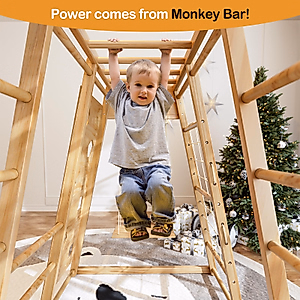 Amictoy Indoor Jungle Gym for Kids 2-10yrs, 2024 Upgraded 8-in-1 Climbing Toy for Toddlers with Slide, Swing and Climbing Rock, Montessori Indoor Playground, Climber Playset for Kids