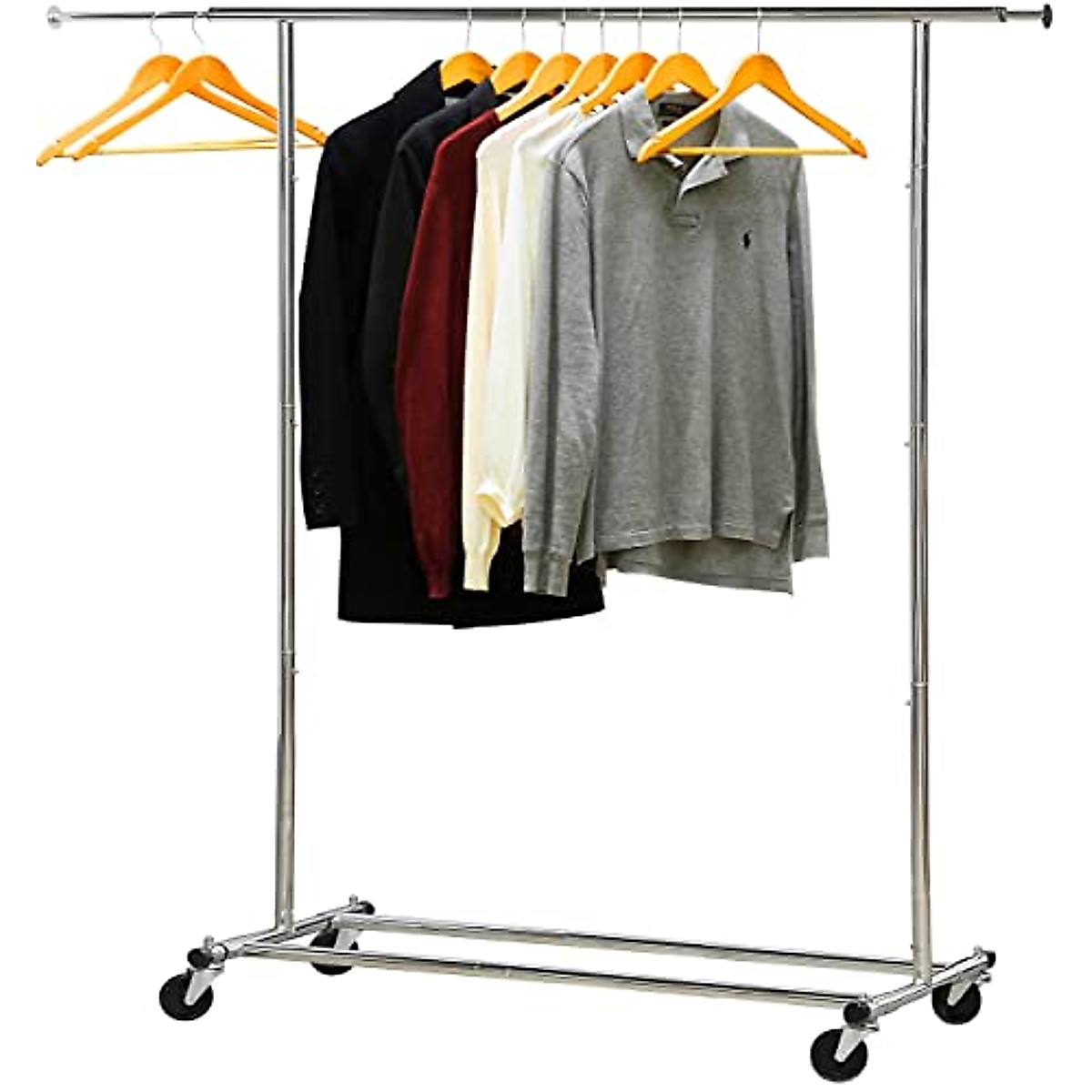 Simple Houseware Heavy Duty Clothing Garment Rack + Dual Bar Adjustable Garment Rack