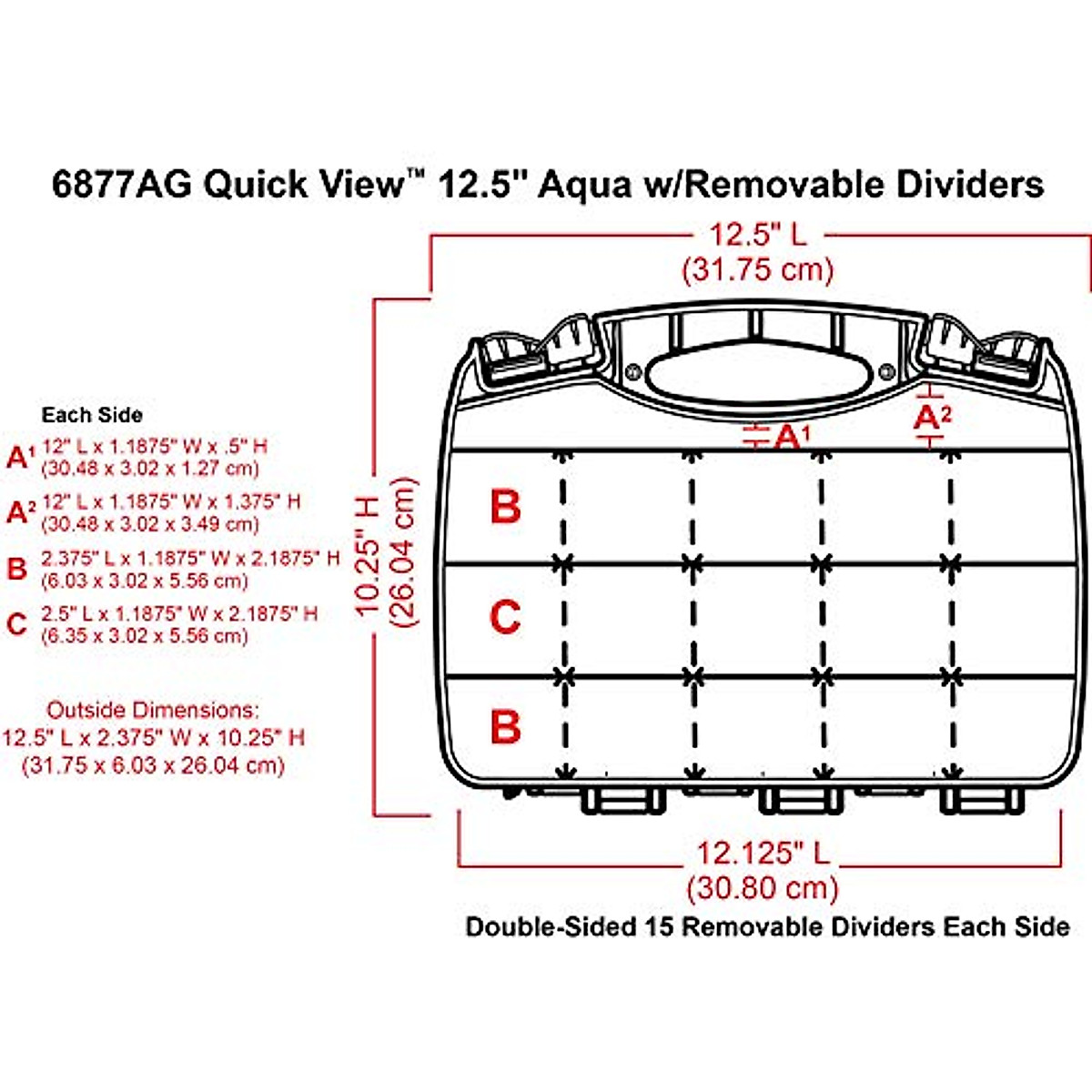 ArtBin 6877AG Double-Sided Quick View Carrying Case, Portable Art & Craft Organizer with Removable Dividers, [1] Plastic Storage Case, Black/Aqua with Clear Lid