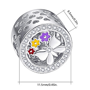 KINGWHYTE Buttefly Charm Beads S925 Sterling Silver Butterfly Beads Diy Pendant Charm Beads Jewelry Gifts for Women