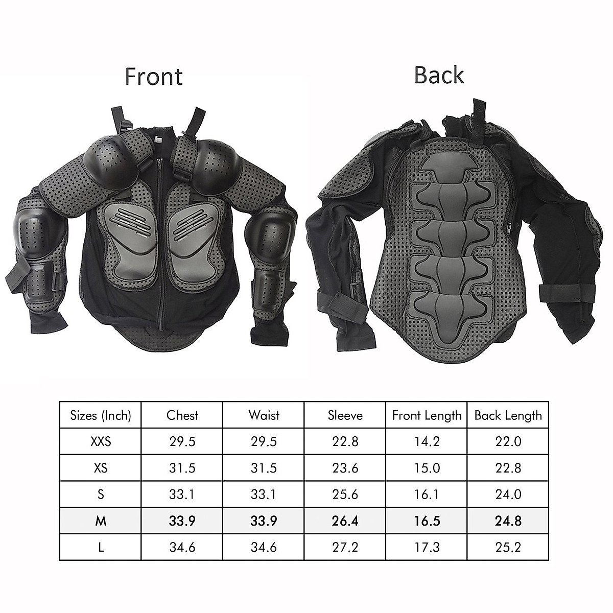 TDPRO Kids Full Body Armor Protective Jacket | Children Breast Chest Spine Protector Motorcycle Motocross Dirt Bike Racing Skiing Skating Sports ATV Safety Gear Guard Black (M)