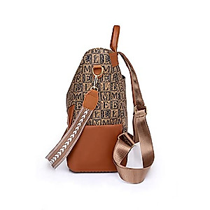 Kim Carrey Backpack Purse for Women PU Leather Casual Shoulder Bag Travel Backpack Ladies Satchel Bags (Brown)