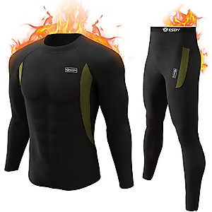 romision Mens Ultra Soft Thermal Underwear Set Fleece Lined Long Johns Warm Base Layers Top Bottom Set For Outdoor/Indoor Winter Activities A-black