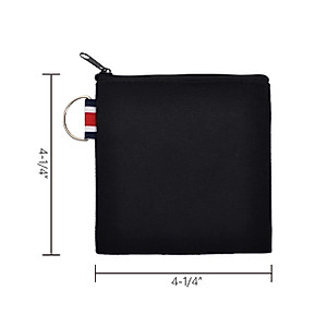 Aspire 12-Pack Canvas Coin Purses, Square DIY Small Zipper Pouches, 4-1/4 x 4-1/4 Inch (Black)