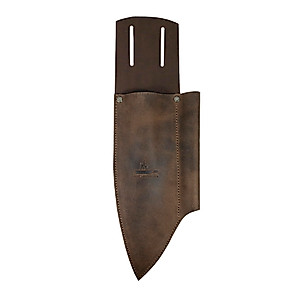 Cast Leather Co., Knife Holster for Belt, Rustic Sleeve for Chef Knife with Knife Sharpener Slot, Rustic Knife Sheath, Full Grain Leather, Handmade, Bourbon Brown