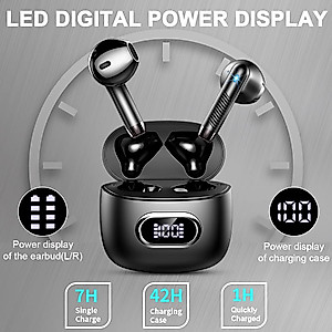 Wireless Earbud, Bluetooth 5.3 Headphones Deep Bass Bluetooth Earbud with 4 Mics, Bluetooth Earphones in Ear Noise Cancelling Wireless Headphones, IP7 Waterproof 42H Ear Buds, LED Display[New Upgrade]
