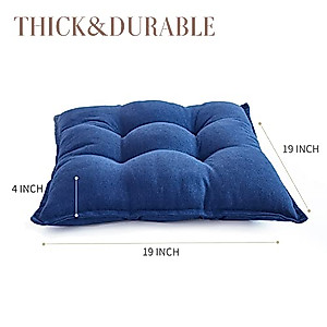 2Pcs Patio Seat Cushions Deep Seating Chair Cushion, Waterproof Cushion for Patio, Outdoor Seat Pads, Back Cushion Set, Office, Dining Chair,19x19x4 Inch (Blue)