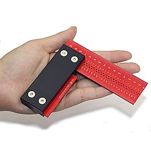Singring Small Precision Square Ruler Woodworking Aluminum Square 90 Degree Measuring Ruler for Marking Woodworking (4 inch)