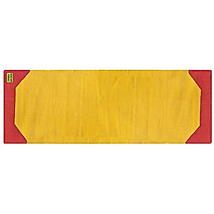 Bheka Cotton Yoga Mat Rug with Bracket Motif (Red on Yellow)