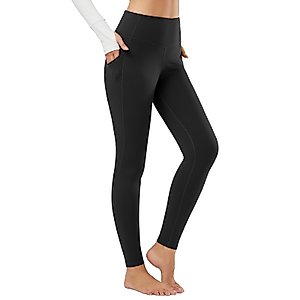 BALEAF Women's Fleece Lined Leggings Thermal Warm Winter Tights High Waisted Thick Yoga Pants Cold Weather with Pockets Black XL