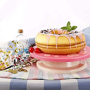 Webake Cake Turntable 11 Inch Rotating Cake Stand, Spinning Cake Decorating Stand with Non-Slip Rubber Band
