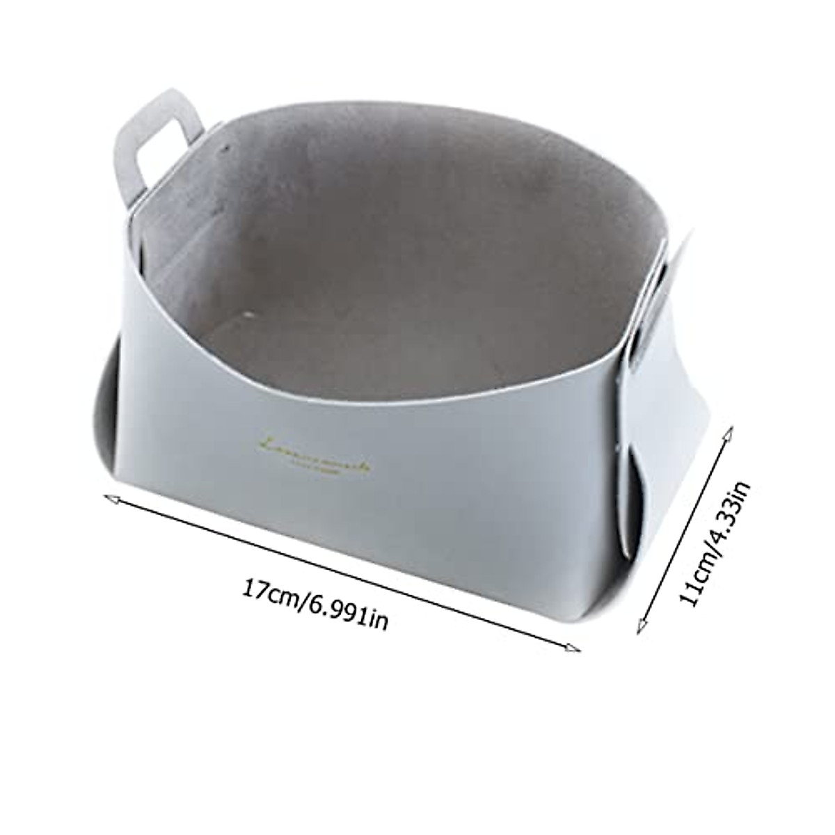 Cabilock Box Handle Flowers Basket Room Leather Desk for Wallet Storage Coin Decoration Baskets Fruits Small Cube Toys Bedside Jewelry Grey Collapsible Living Assembled Organizer Holder