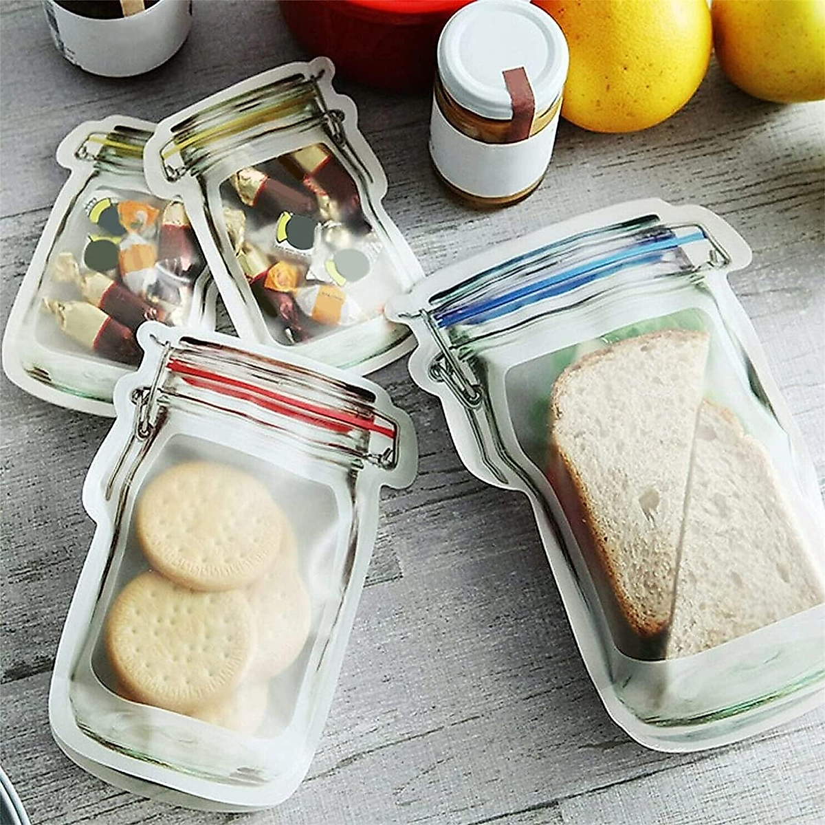 Reusable Mason Bottle Ziplock Bags - Chovys Mason Jar Bags, Mason Jar Bottle Bags, Mason Bottle Zip Lock Bags, Reusable Bags Silicone for Kitchen Camping Travel Office (20PCS)