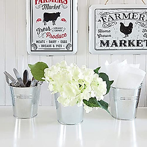 12 Pack Galvanized Metal Buckets with Handles for Party Decorations, Small Tin Pails (5 in)