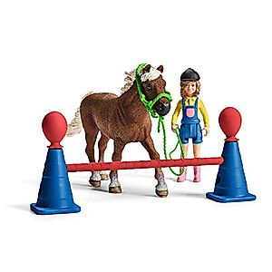 Schleich Farm World Pony Agility Training 41-piece Horse Playset for Kids Ages 3-8 , Brown