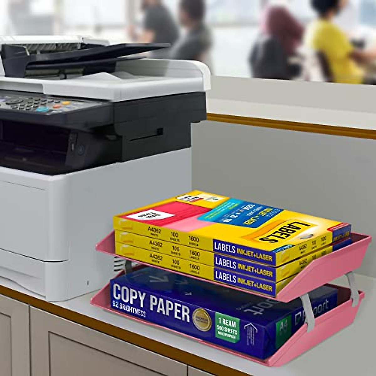 Acrimet Facility 2 Tier Letter Tray Side Load Plastic Desktop File Organizer (Solid Pink Color)