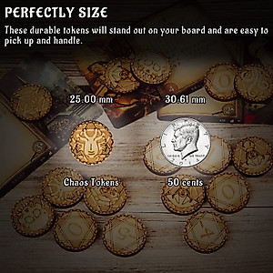 Chaos Tokens Compatible with Arkham Horror The Card Game Wood Laser Cut Full Core Pack of 44