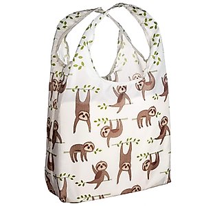O-WITZ Reusable Grocery Bags | Vibrant Tote Bag For Groceries, Gym, Office Supplies, Beach Gear, Toys & More | Washable Design | Large Handles For Maximum Convenience | Folds Into A Small Pouch, Sloth