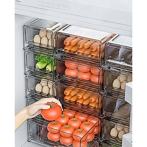 LEECHY Fridge Organizer Bins, Clear Refrigerator Organizers and Storage Bins with Drawers Pull-Out Cabinet Containers kitchen organizers and storage for Fridge Kitchen Office (1 piece)