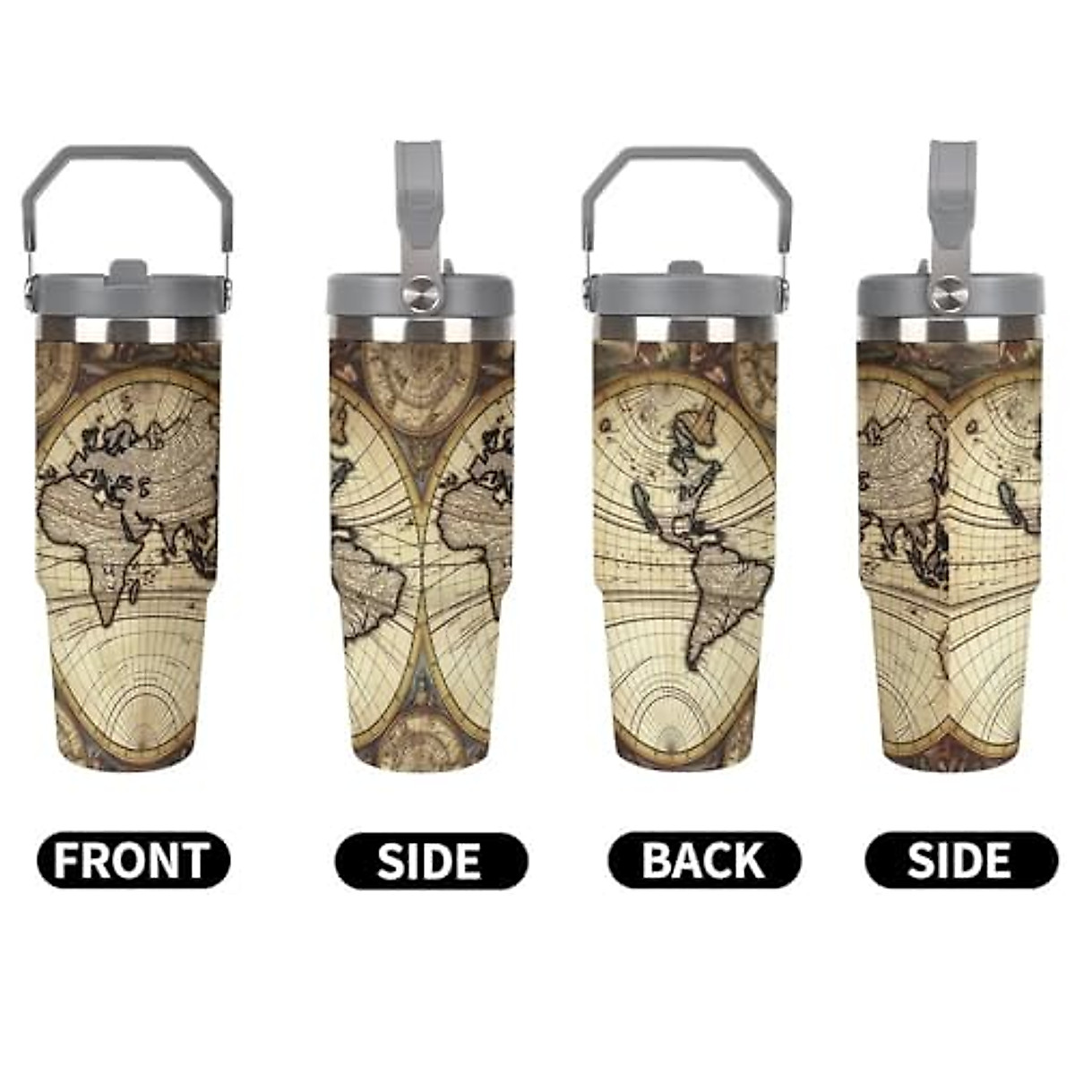 SYJTGDE Large Capacity Car Cup Ancient Map World Globe Fashionable Upgrade Car Cup Advanced And Beautiful Travel Cup