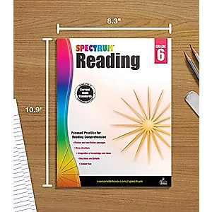 Spectrum Reading Comprehension Grade 6, Ages 11 to 12, 6th Grade Reading Comprehension Workbooks, Nonfiction and Fiction Passages, Analyzing Story Structure, and Critical Thinking Skills - 174 Pages